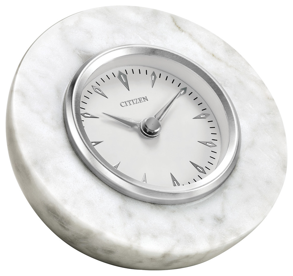 Decorative Accents White Marble Sphere Clock - Contemporary - Desk And ...