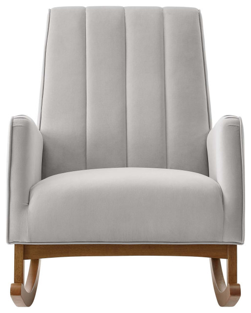 Accent Rocking Chair Armchair, Velvet, Gray, Modern, Lounge Hospitality ...