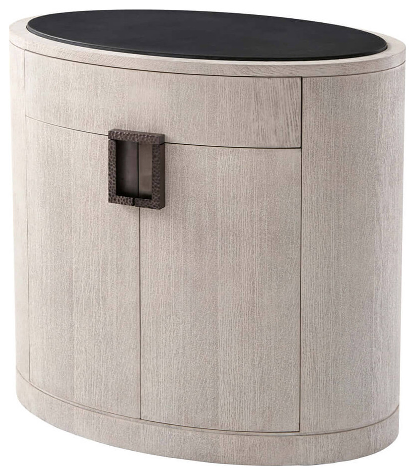 Light Oak Oval Nightstand - Farmhouse - Nightstands And Bedside Tables ...