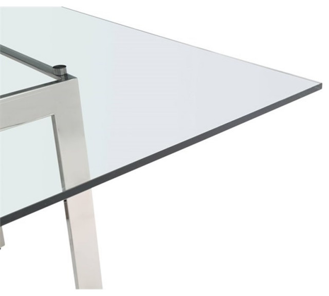 Modrest Keaton Square Modern Stainless Steel & Glass Dining Table ...