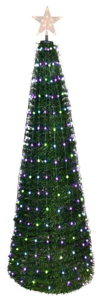 4 ft Prelit Pop Up Tree With Multicolor Fairy Lights and Star Topper ...
