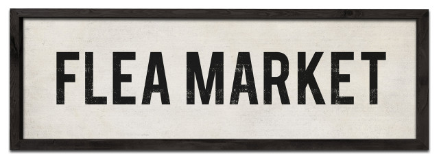 Vintage Flea Market Farmhouse Sign on Wood, 12x36 - Contemporary ...