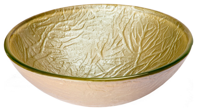 Eden Bath EB_GS74 Champagne Embossed Round Glass Vessel Sink ...