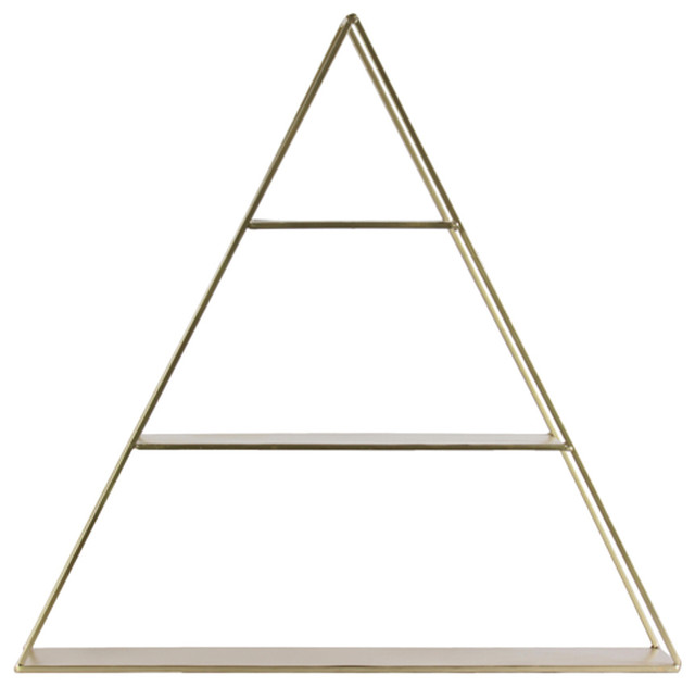 3 Tier Metal Wall Shelf, Triangular Shape, Champagne Silver ...