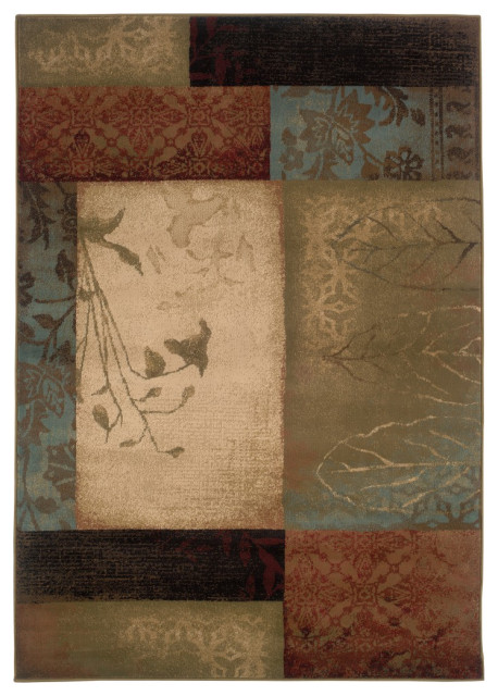 4??X 6??Beige And Brown Floral Block Pattern Area Rug, 20.77 ...