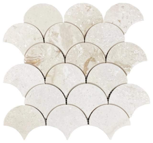 Shell Stone Limestone Laguna Design on 12"x12" Mosaic Tile (10 sqft per ...