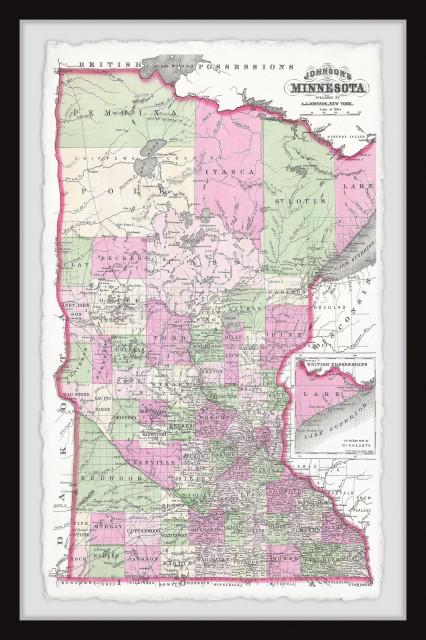 "Map of Minnesota" Framed Painting Print, 30x45 - Contemporary - Prints ...