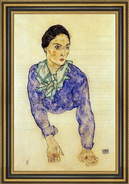 Egon Schiele Portrait of a Woman with Blue and Green Scarf - 16" x 24 ...