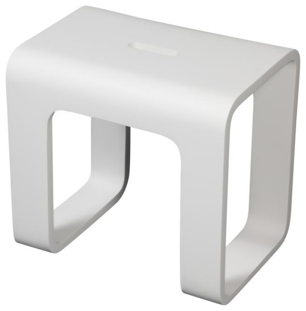 17 in. Pure Acrylic Stone Bathroom Shower Bench in Matte White - Modern ...