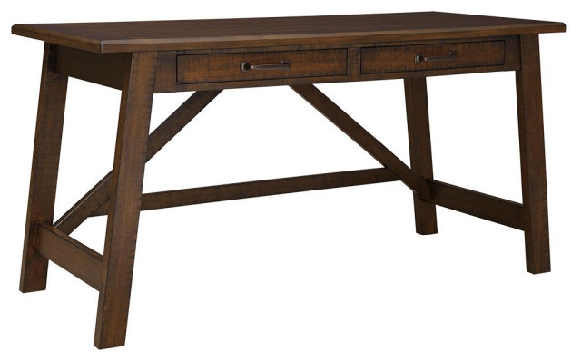 Baldridge Rustic Brown Home Office Large Leg Desk - Rustic - Desks And ...