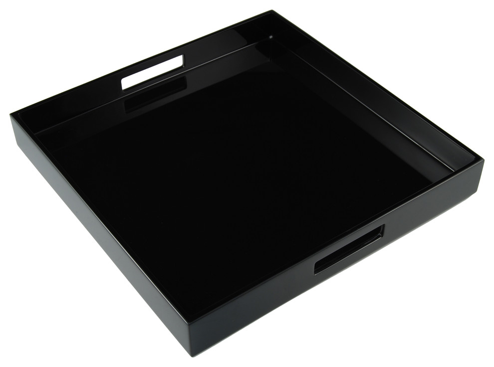 Lacquer Square Tray, Black - Contemporary - Serving Trays - by Hudson ...