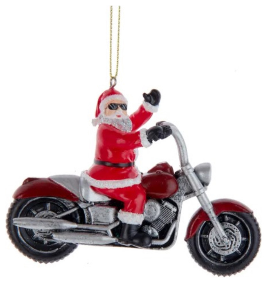 Kurt Adler Resin Santa On Motorcycle Christmas Tree Ornament ...