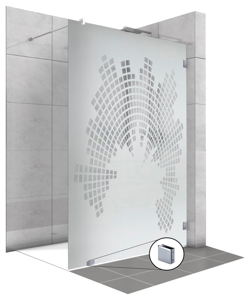 Fixed Shower Screen with Sandblasted Design, 27-1/2" X 75" - Contemporary - Shower Doors - by ...
