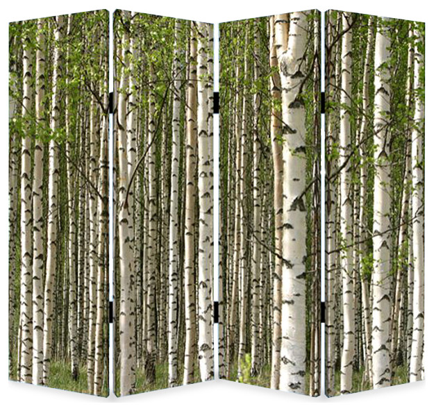 Benzara BM26523 3 Panel Foldable Evergreen Forest Print Screen, Green ...