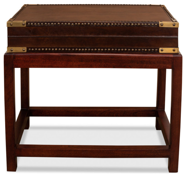 Winchester Box On Stand Leather Accent Cabinet - Transitional - Accent ...