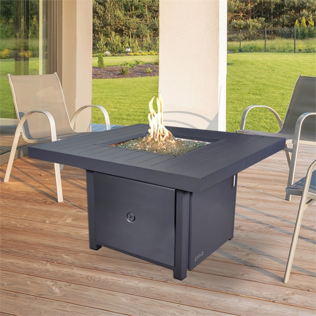 Sunbeam Fabia Contemporary Aluminum Fire Table in Gray Finish ...