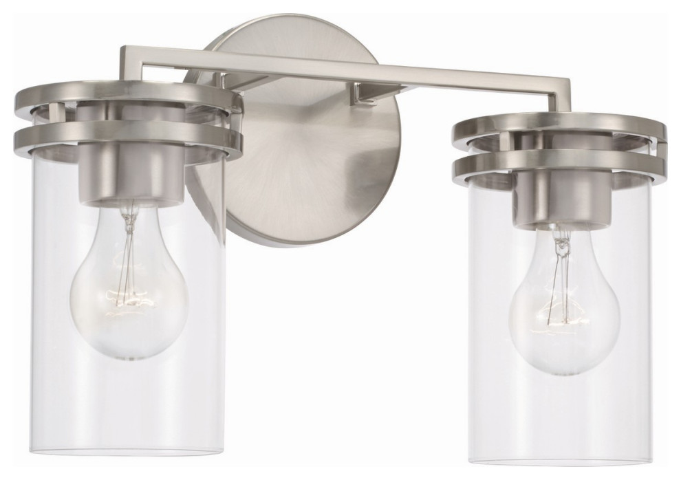 Fuller 2-Light Vanity, Brushed Nickel - Transitional - Bathroom Vanity ...