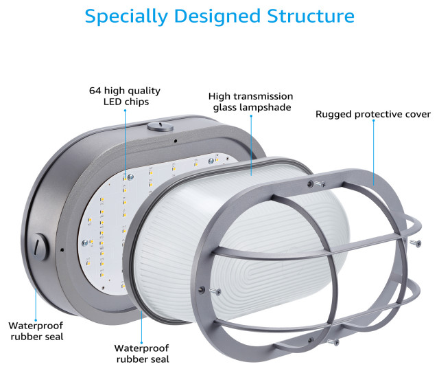 Leonlite 20W Outdoor Oval LED Bulkhead Light - Beach Style - Outdoor ...