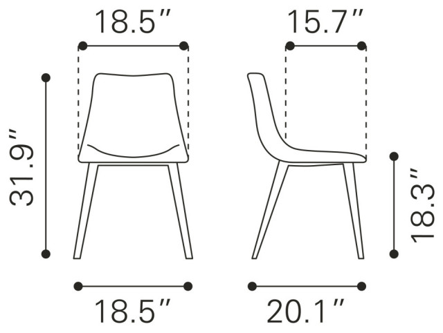 Daniel Dining Chair (Set of 2) Vintage Black - Midcentury - Dining ...