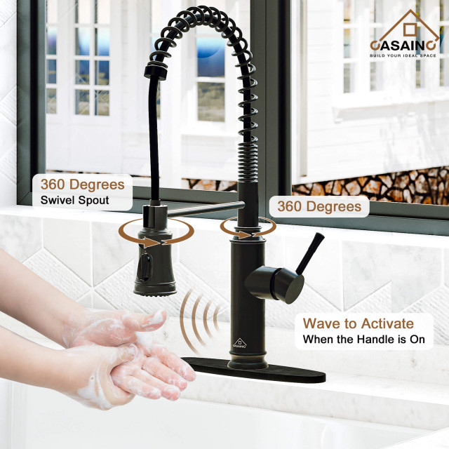 Single-Handle Spring Pull Down Sprayer Kitchen Faucet with Infrared ...
