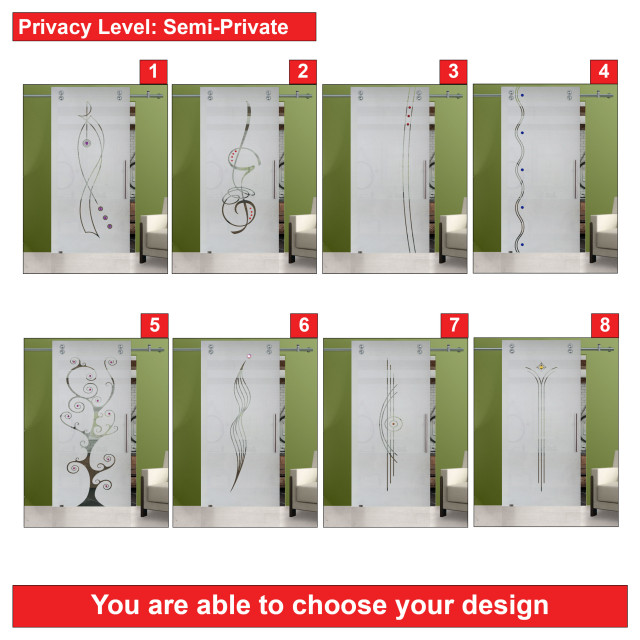 Single Sliding Glass Door Full-Private Design & Faceted Stone V2000, 32 ...