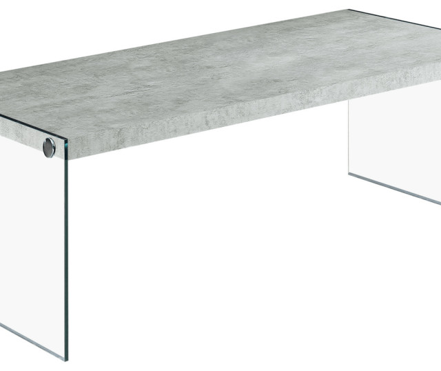44" Gray and Clear Rectangular Coffee Table - Contemporary - Coffee ...