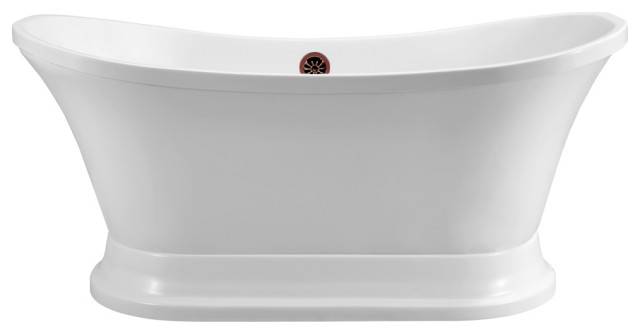 68" Streamline NPT9201ORB Soaking Freestanding Tub With External Drain ...