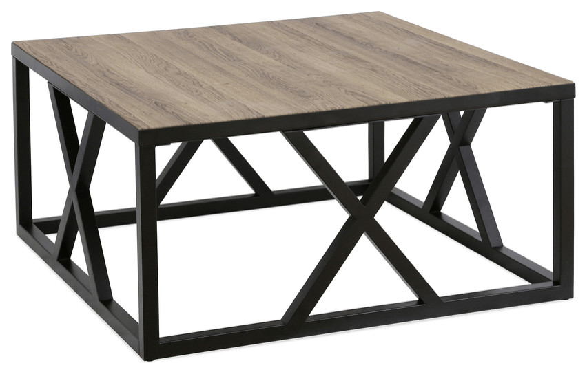 35" Black Steel Square Coffee Table - Industrial - Coffee Tables - by ...