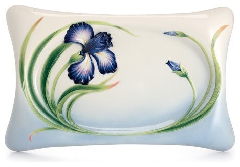 Franz Porcelain Collection Eloquent Iris Large Tray - Traditional ...