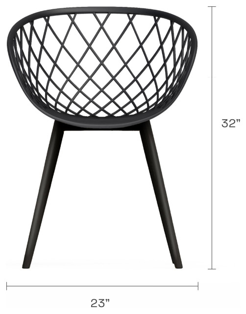 Elegant Black Dining Chairs, Set of 2, Contoured Plastic and Steel ...