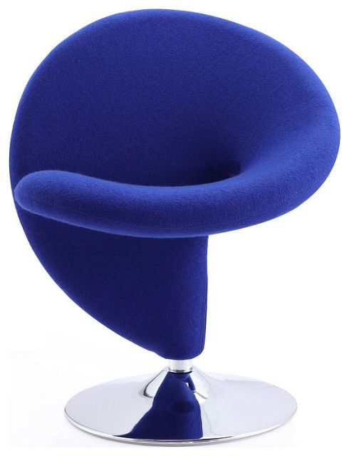Curl Swivel Accent Chair, Blue and Polished Chrome, Set of 2 ...
