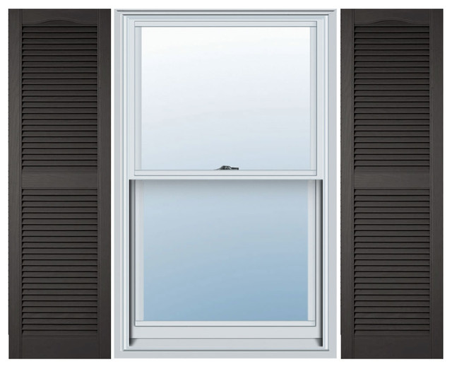 Builders Edge, Cathedral Top Center Mullion, Open Louver Shutters ...