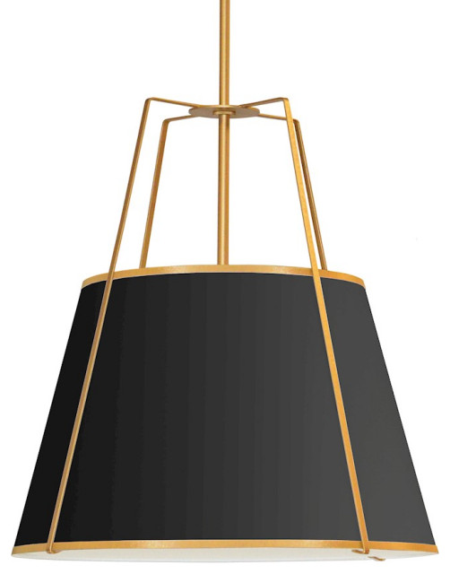 Dainolite Trapezoid 4 Light 32" Pendant, Black/Gold - Transitional ...