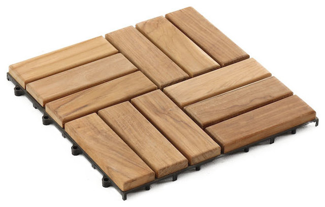 Nordic Teak Interlocking Natural Backyard, Patio, Balcony Outdoor Tiles ...