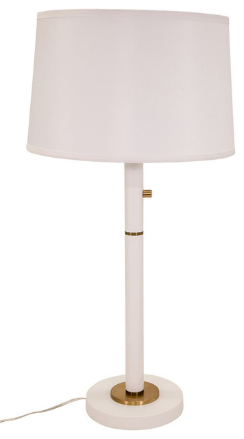 Rupert 3 Way Table Lamp, White With Weathered Brass Accents and USB ...