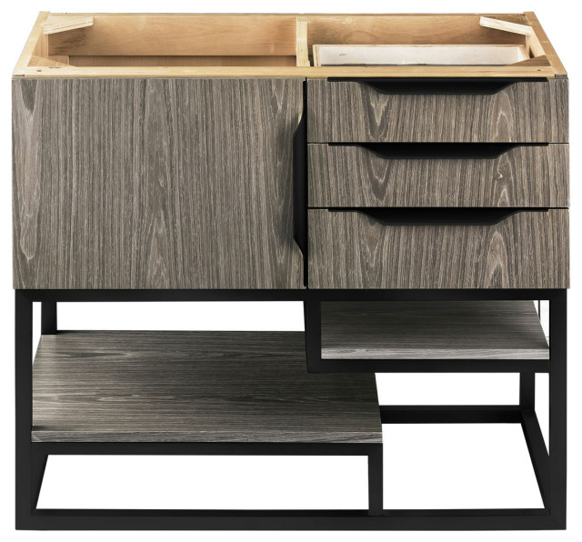 Columbia 36" Single Vanity, Ash Gray, Matte Black - Transitional ...