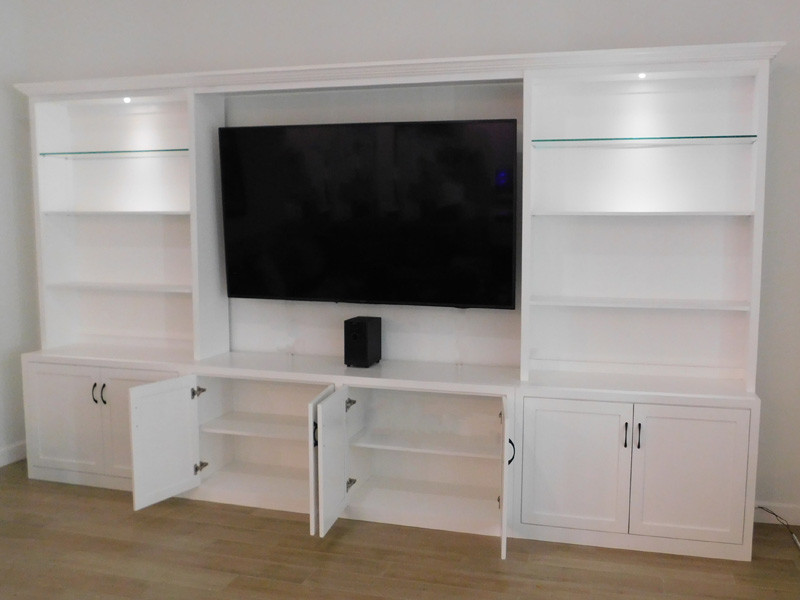 Custom Free Standing Entertainment Center with Glass Top Shelves ...