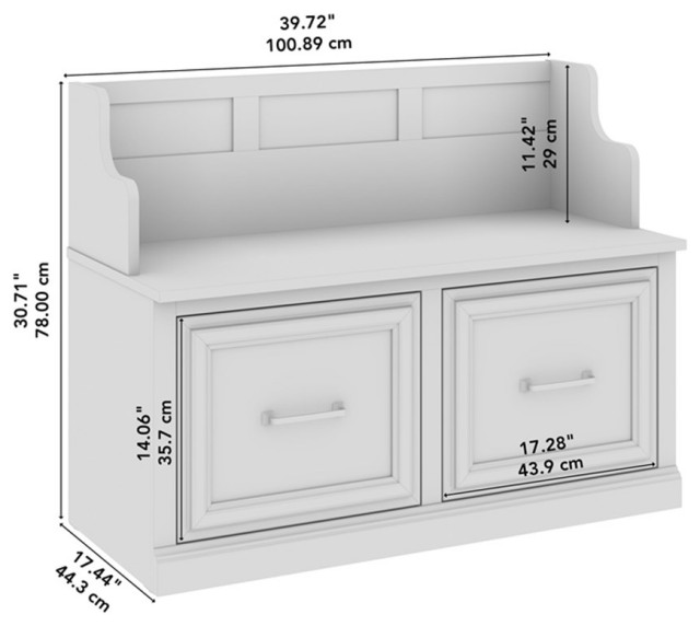 Woodland 40W Entryway Bench with Doors in White Washed Maple ...