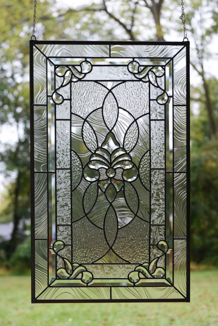 20" x 34" Stunning Handcrafted All clear bevel glass window Panel ...