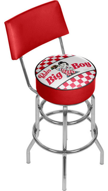 Bobs Big Boy Checkered Padded Swivel Bar Stool With Back - Contemporary ...