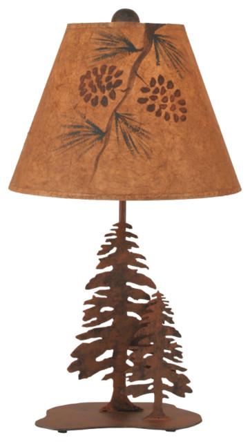 Rust Iron Nature Scene Table Lamp With 2 Trees - Rustic - Table Lamps ...