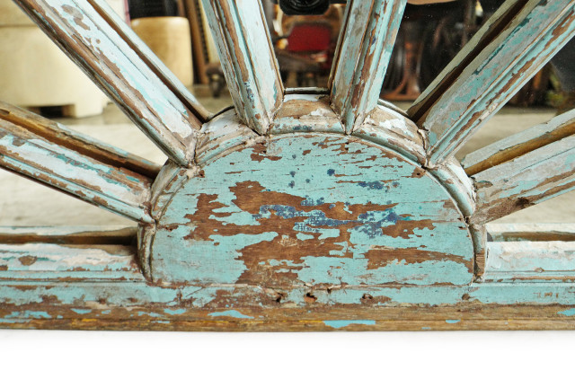 Consigned Blue Window Transom Arch Mirror - Farmhouse - Wall Mirrors ...