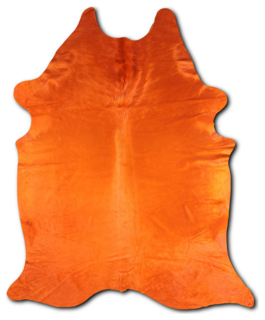 DYED HAIR ON Cowhide Rug DE DYED ORANGE, 5'x7' to 6'x8' - Contemporary ...