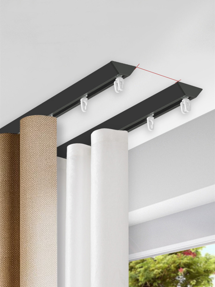 Custom Double S Fold Curtain Tracks Ceiling Mount White Black Warrego ...