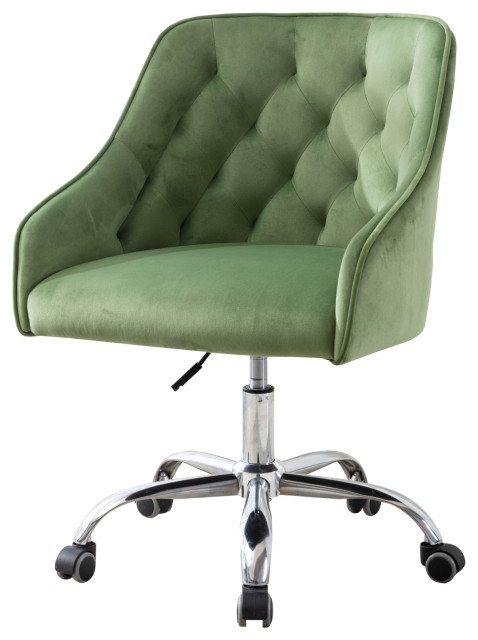 Office Chair With Padded Swivel Seat And Tufted Design, Green ...