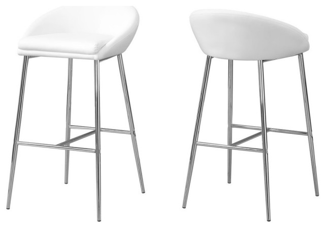 Stools With Chrome Base, Set of 2, Counter Height - Contemporary - Bar ...