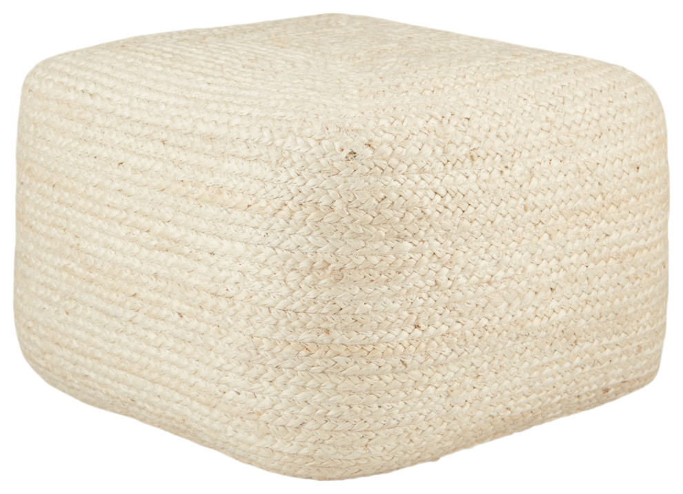 Jaipur Living Sangam Solid Ivory Cuboid Pouf - Beach Style - Floor Pillows And Poufs - by Jaipur ...