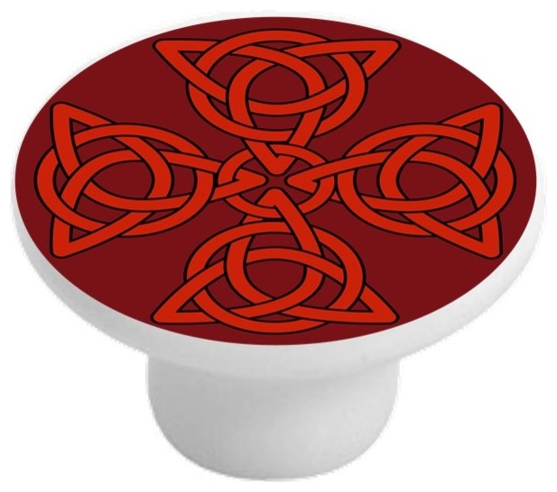 Red Celtic Knot Cross Ceramic Cabinet Drawer Knob - Contemporary ...