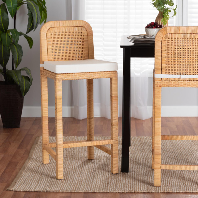 Sigurd Rattan and Mahogany - Tropical - Bar Stools And Counter Stools ...