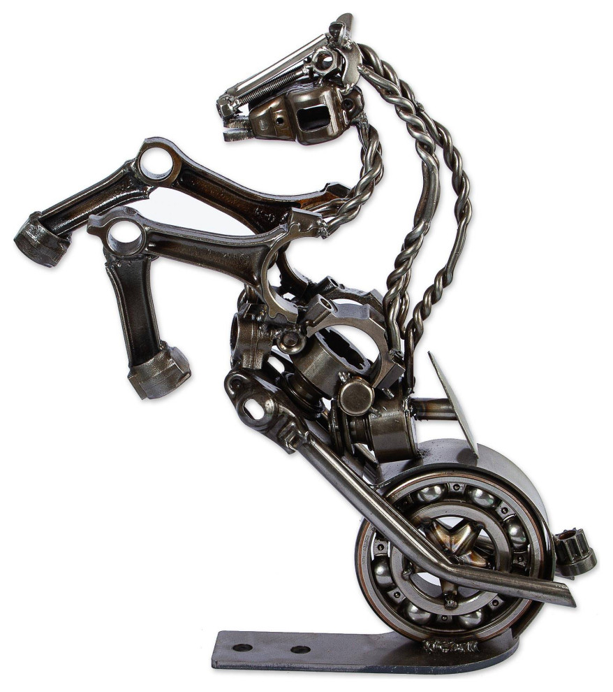 Novica Handmade Rustic Horsepower Upcycled Auto Parts Sculpture (20 ...